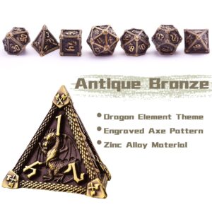 AUSTOR 7-Die Metal DND Dice Set Dungeons and Dragons Dice with Box Roll Playing Game Dice Polyhedral Dice D20 D12 D10 D% D8 D6 D4 Metal Dice for Pathfinder Warhammer MTG RPG Board Games