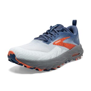 brooks men’s cascadia 17 trail running shoe - blue/navy/firecracker - 10.5 wide