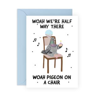 central 23 funny birthday cards for men - funny cards for women - 'pigeon on a chair' - gifts for him her - banter pun - birthday cards for dad mom friends - comes with stickers