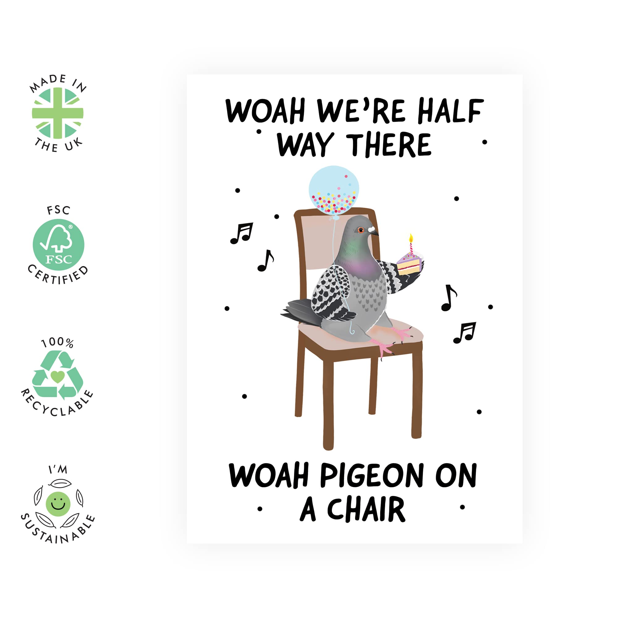 CENTRAL 23 Funny Birthday Cards For Men - Funny Cards For Women - 'Pigeon On A Chair' - Gifts For Him Her - Banter Pun - Birthday Cards For Dad Mom Friends - Comes With Stickers