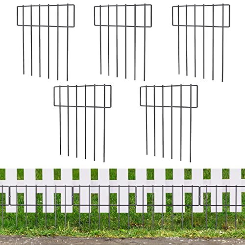 5 Pack Animal Barrier Fence, 13"Lx17"H Garden Fence for Dogs Metal Fence Panels for Garden Yard Outdoor