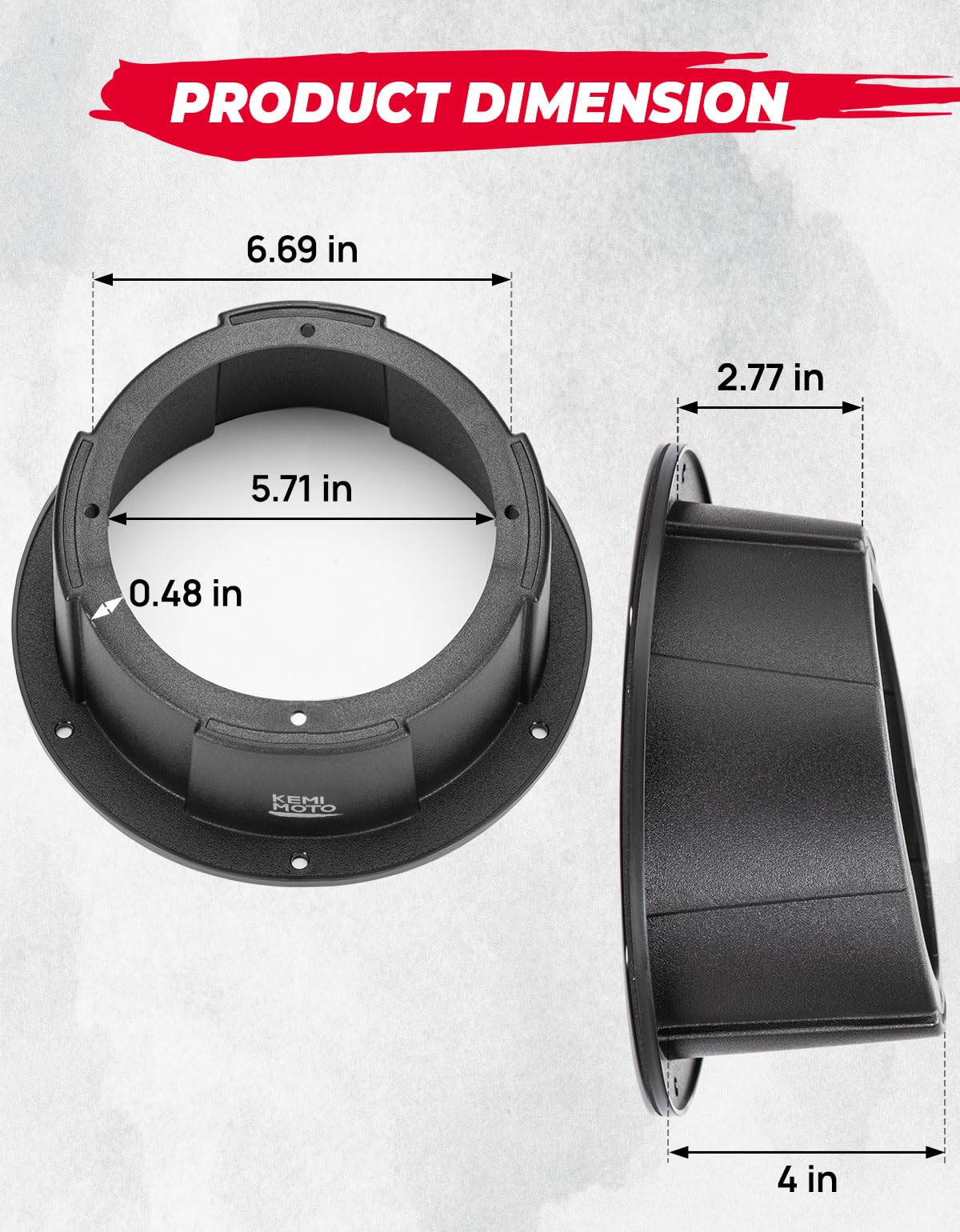 KEMIMOTO 2PCS 6.5 Inch Speaker Pods, Universal Angled Boxes Enclosures for 6.5" Speakers Compatible with UTVs, RVs, Cars, Boats, Trunks, Trailers - 9.56 Inch Surface Mount