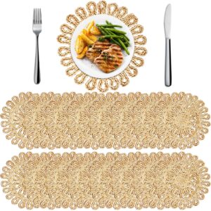 zopeal 16 pieces 11 inches woven round placemats rattan chargers wicker boho placemats natural braided table mats corn husk place mats wicker charger plates for wedding(hollow)