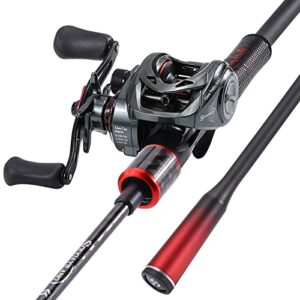 sougayilang baitcasting fishing rod and reel combo, medium 6'/7' low profile with superpolymer handle(2 pieces 7ft right)