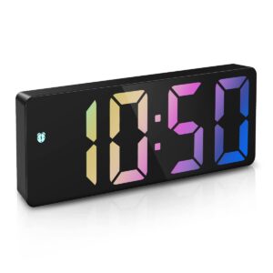 ankilo newest digital clock, led alarm clock for bedroom, electronic desktop clock with temperature display, adjustable brightness, voice control, 12/24h, small clock for bedroom(no battery＆adapter)