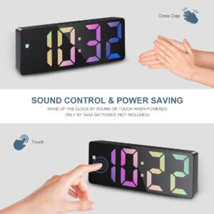 Ankilo Newest Digital Clock, LED Alarm Clock for Bedroom, Electronic Desktop Clock with Temperature Display, Adjustable Brightness, Voice Control, 12/24H, Small Clock for Bedroom(No Battery＆Adapter)