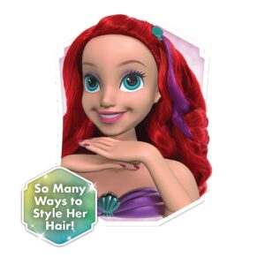 Disney Princess Just Play Shimmer Spa Ariel 8-inch Styling Head, 20-Pieces, Red Hair, Pretend Play, Officially Licensed Kids Toys for Ages 3 Up