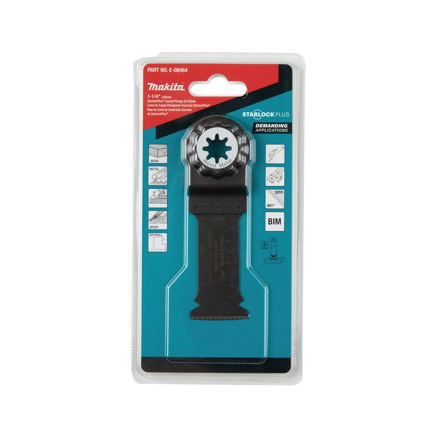 Makita E-08464 StarlockPlus® Oscillating Multi-Tool 1-1/4" Bi-Metal Curved Plunge Cut Blade