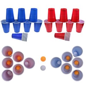 GOLDGE 16 Oz Plastic Party Cups in Red and Blue (60 Pack) with 10 Pack ping Pong Balls, Cup Pong Game Set for Drinks, Soda, Punch, Barbecues, Picnics - Stock Your Home