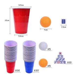 GOLDGE 16 Oz Plastic Party Cups in Red and Blue (60 Pack) with 10 Pack ping Pong Balls, Cup Pong Game Set for Drinks, Soda, Punch, Barbecues, Picnics - Stock Your Home