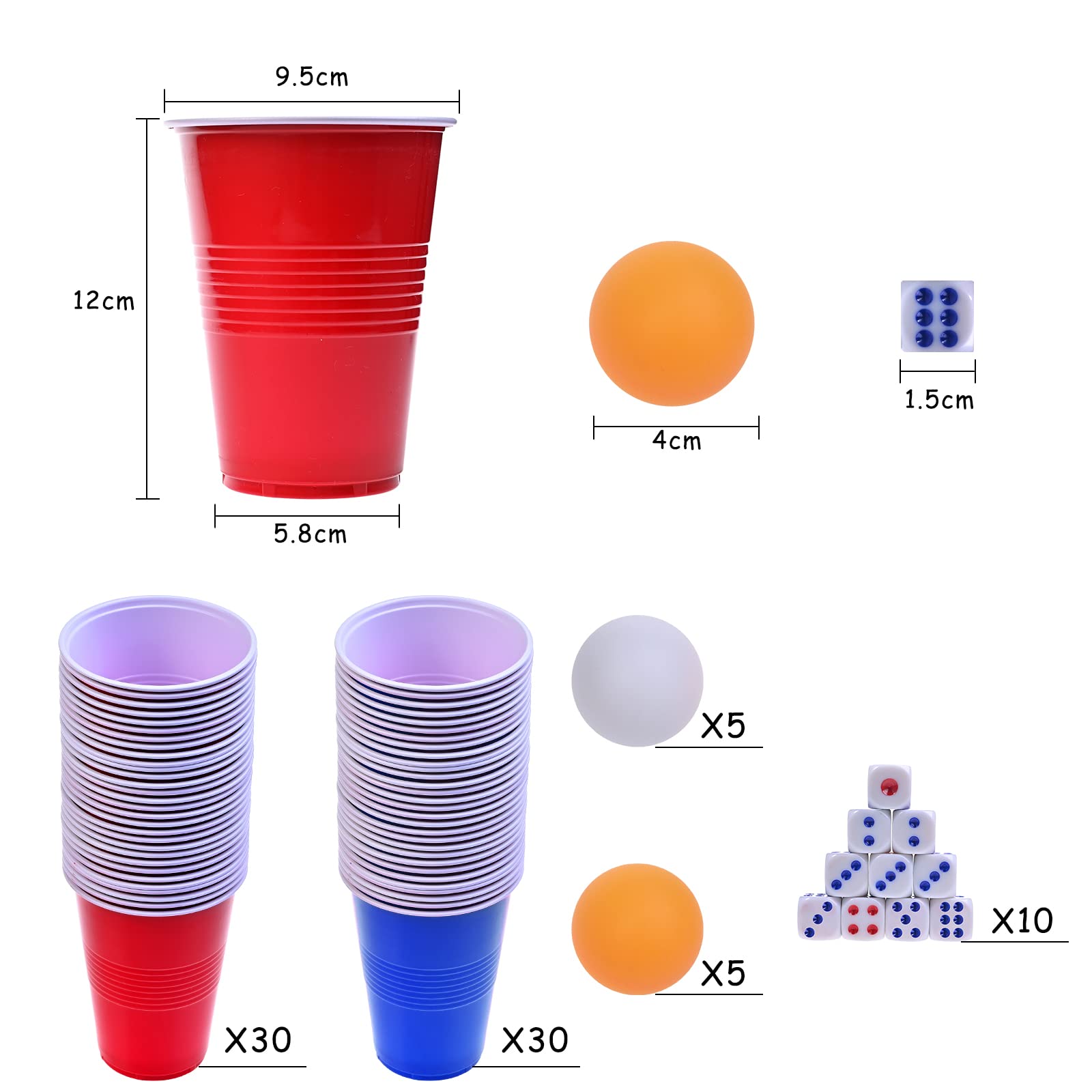 GOLDGE 16 Oz Plastic Party Cups in Red and Blue (60 Pack) with 10 Pack ping Pong Balls, Cup Pong Game Set for Drinks, Soda, Punch, Barbecues, Picnics - Stock Your Home