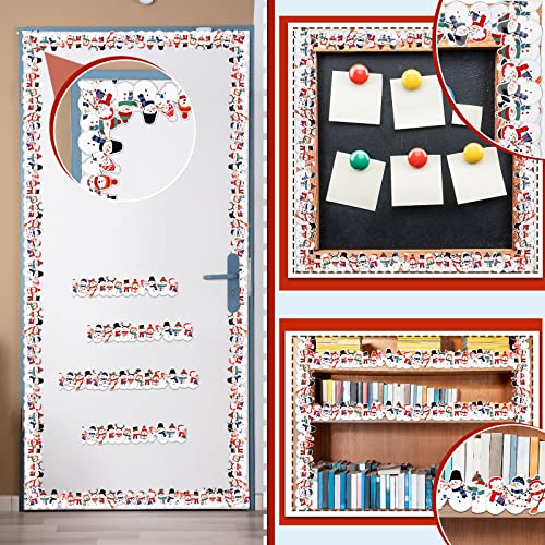 Spiareal 68.9 Feet Snowman Border Bulletin Board Border Flower Beach Sun Eucalyptus Paw Flag Hat Balloon Sailboat for Classroom Boards Wall Decor