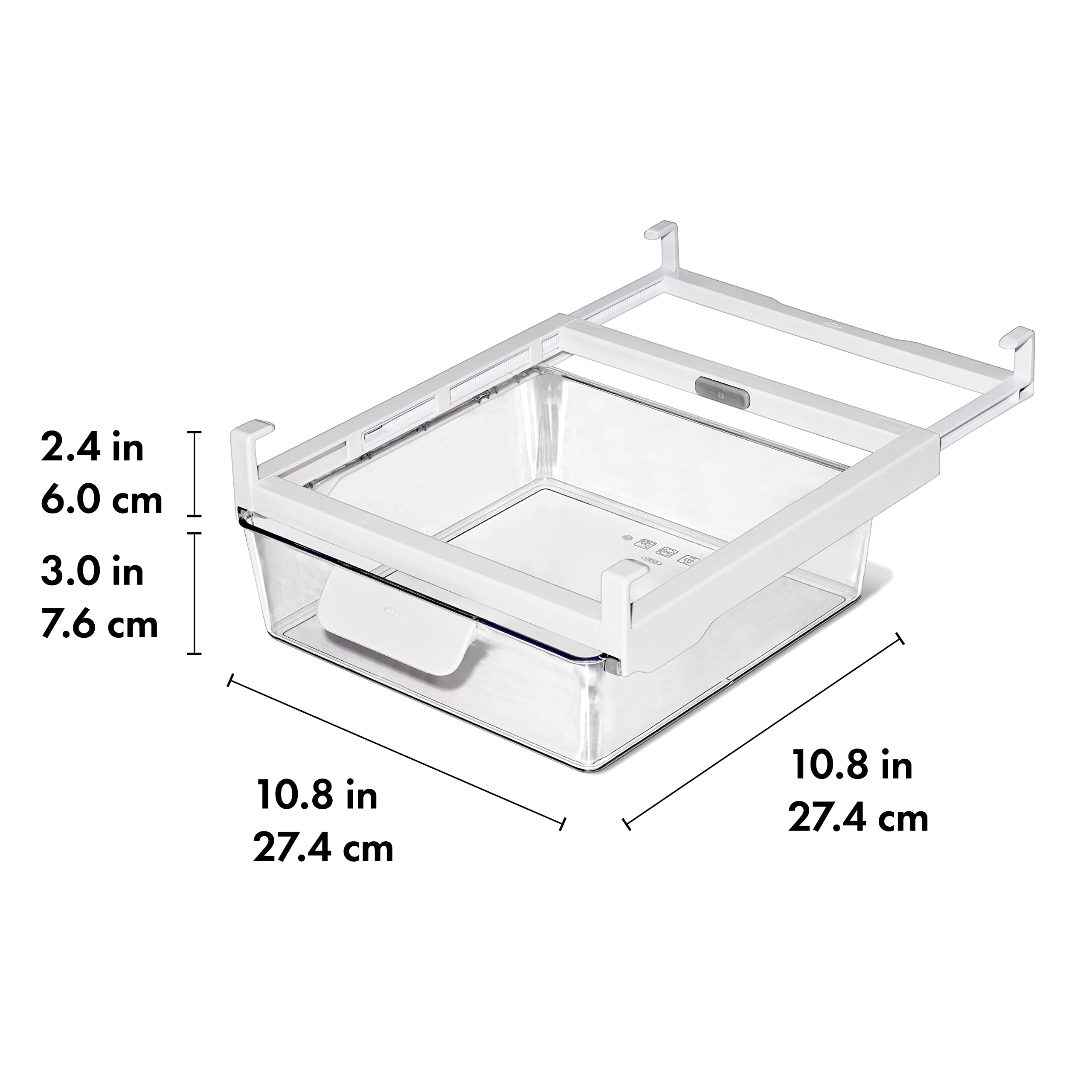 OXO Good Grips Fridge Undershelf Drawer 10 in - for Deli Meat, Cheese, Produce and More,Clear