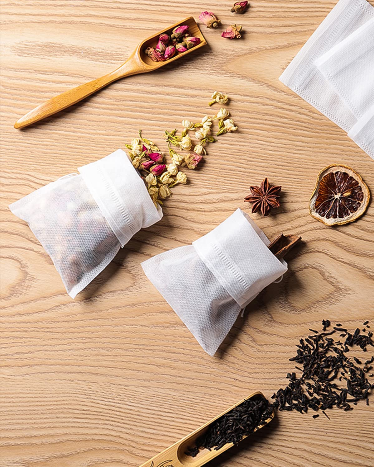 200pcs Disposable Tea Bags for Loose Leaf Tea, Tea Filter Bags with Free Tea Spoon for Loose Tea Loose Leaf Tea, Coffee, Spice, Herbs (QS53)