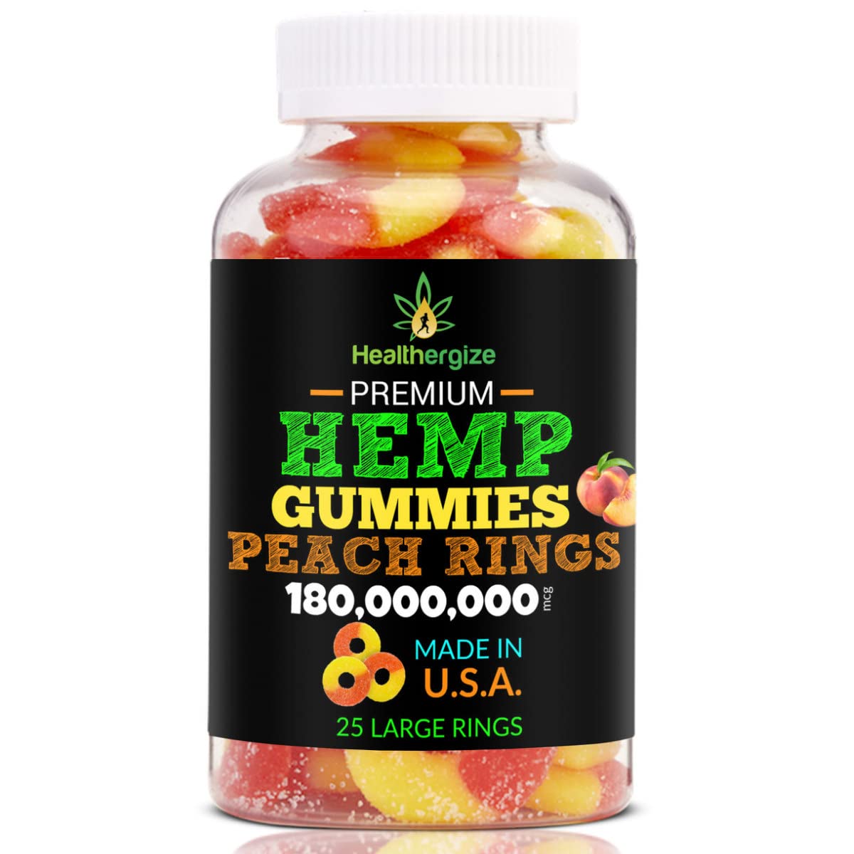 2PACK Hemp Gummies-Fresh Fruity Bears and Delicious Hemp Gummy Peach-for Sleep, Calm and Relax-Inflammation Natural Hemp Party-Made in USA