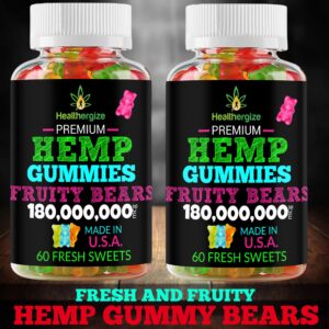 2PACK Hemp Gummies Premium Hemp Gummy Bears-for Sleep, Calm, Relax, Muscles-Omeag Hemp Oil, Natural Hemp Party Edibles-Made in USA