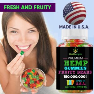 2PACK Hemp Gummies Premium Hemp Gummy Bears-for Sleep, Calm, Relax, Muscles-Omeag Hemp Oil, Natural Hemp Party Edibles-Made in USA