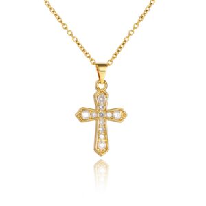 caritate gold cross necklace for women girls trendy, cubic zirconia gothic cross jewelry gifts for teen girls, dainty diamond cross necklace for women