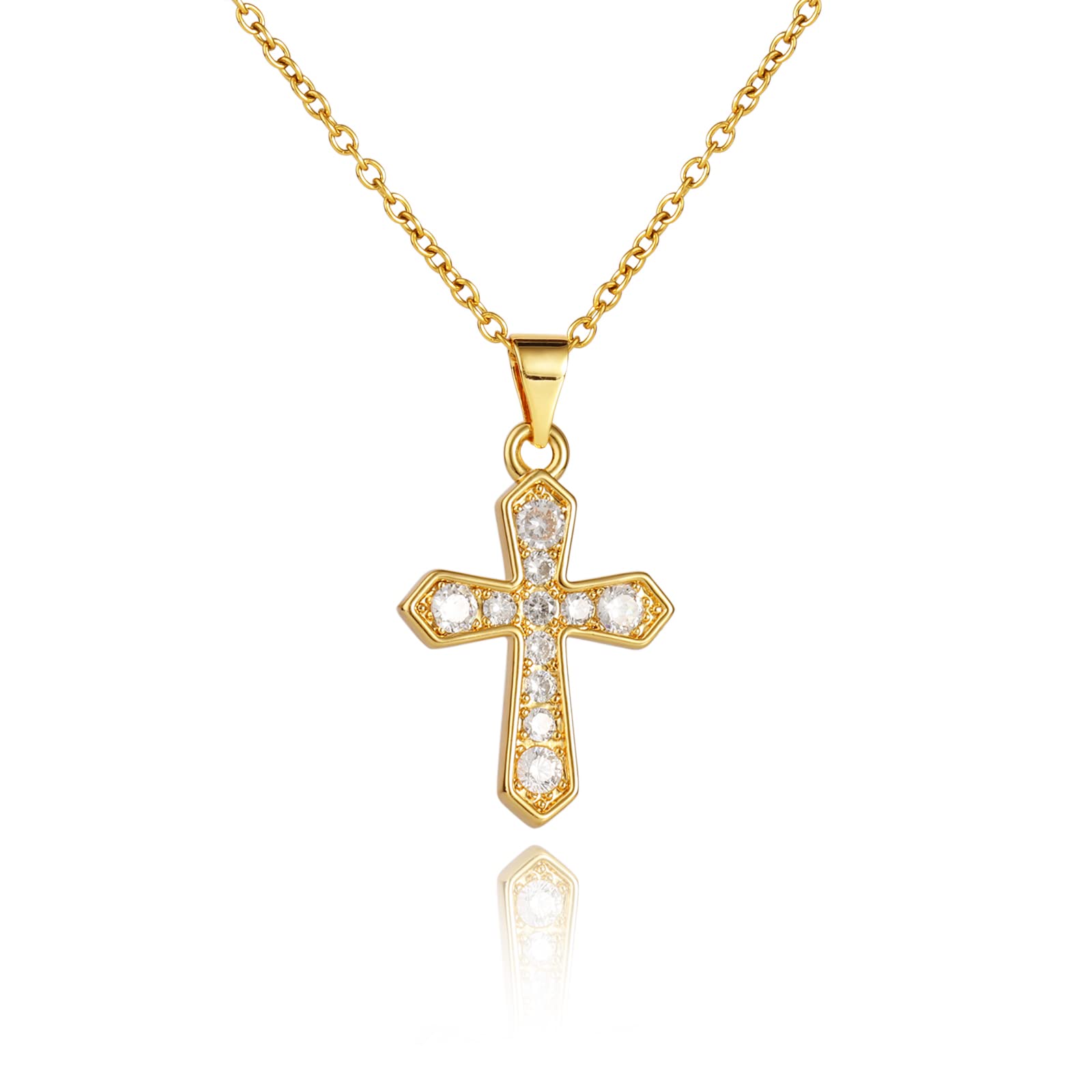 CARITATE Gold Cross Necklace For Women Girls Trendy, Cubic Zirconia Gothic Cross Jewelry Gifts For Teen Girls, Dainty Diamond Cross Necklace For Women