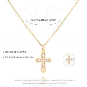 CARITATE Gold Cross Necklace For Women Girls Trendy, Cubic Zirconia Gothic Cross Jewelry Gifts For Teen Girls, Dainty Diamond Cross Necklace For Women