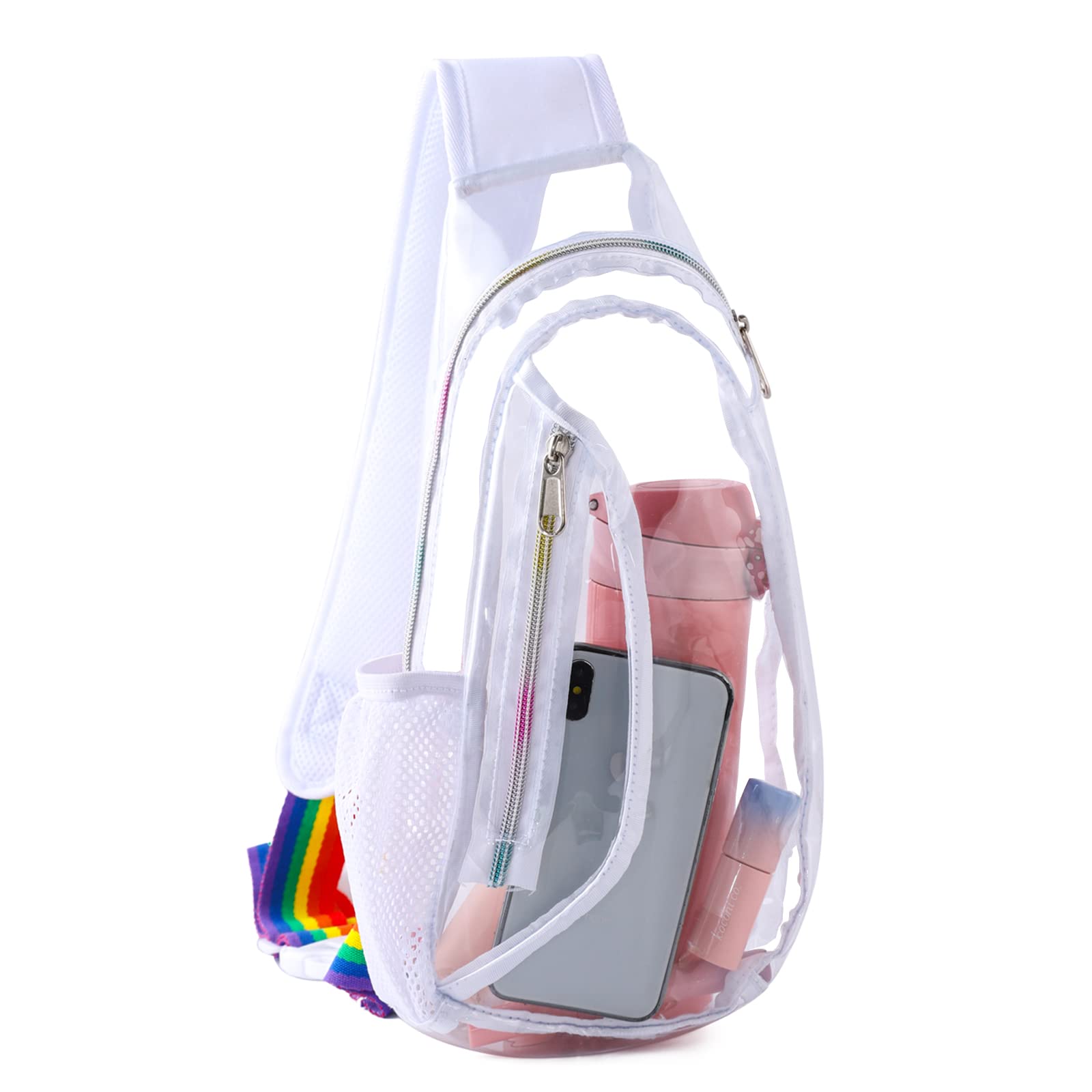 Edraco Clear Sling Bag, Stadium Approved Mini PVC Crossbody Shoulder Backpack, Transparent Casual Chest Daypack for Women & Men, Perfect for Hiking, Stadium or Concerts(White)