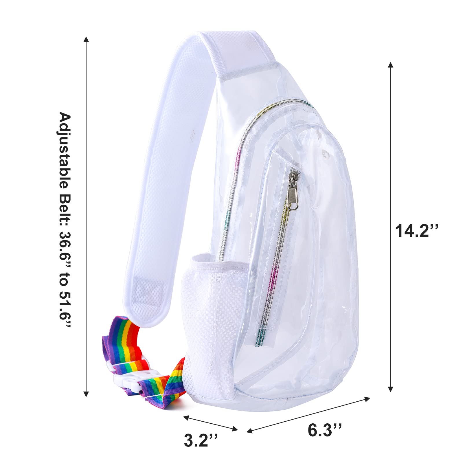 Edraco Clear Sling Bag, Stadium Approved Mini PVC Crossbody Shoulder Backpack, Transparent Casual Chest Daypack for Women & Men, Perfect for Hiking, Stadium or Concerts(White)