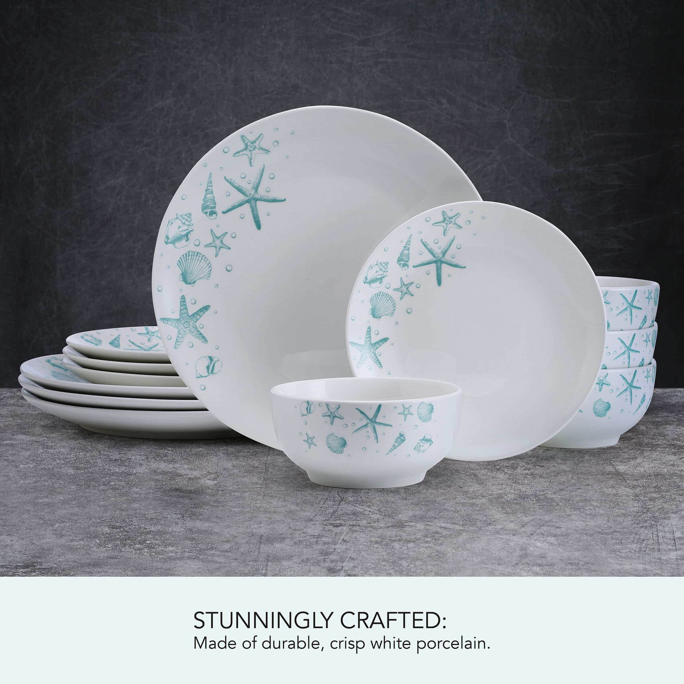 Studio Nova Tahiti Coastal 12 Piece Dinnerware Set, Service for 4, Multicolored