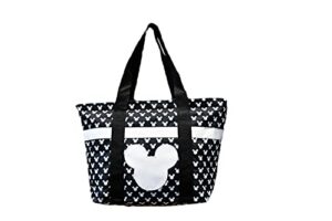 disney tote mickey & minnie mouse icon print zipper travel bag (black polka)