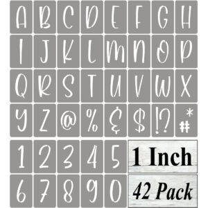 1 inch alphabet letter stencils for painting - 42 pack letter and number stencil templates with signs for painting on wood, reusable letters and numbers stencils for chalkboard wood signs & wall art