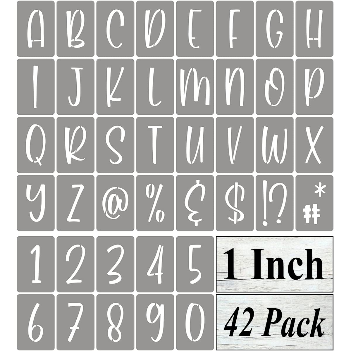 1 Inch Alphabet Letter Stencils for Painting - 42 Pack Letter and Number Stencil Templates with Signs for Painting on Wood, Reusable Letters and Numbers Stencils for Chalkboard Wood Signs & Wall Art