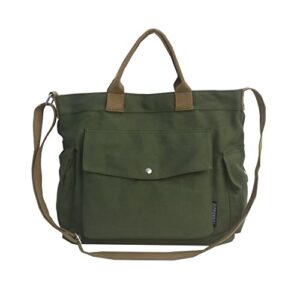 canvas crossbody tote shoulder purse bag for women and men with multi-pocket for shopping, travel and work(green/620)