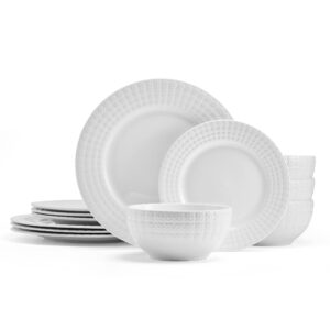 pfaltzgraff lexi 12 piece dinnerware set, service for 4 white