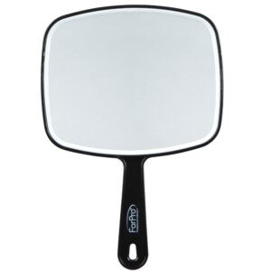 forpro professional collection premium hand mirror with handle, 6.3" w x 9.6" l, multi-purpose handheld mirror with distortion-free reflection, black