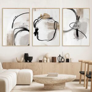 black beige grey wall art abstract geometric artwork minimalist boho pictures black ink lines canvas wall art neutral abstract painting beige boho posters modern abstract prints 16x24inch no frame