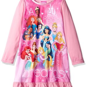 Disney Princess Girls Long Sleeve Nightgown Pajamas (4, Pink)