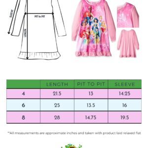 Disney Princess Girls Long Sleeve Nightgown Pajamas (4, Pink)