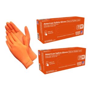 American Safety Glove Latex Disposable Low Protein Natural Rubber Non-Allergy 7 MIL 1 box of 100 (Medium, 100, Count)