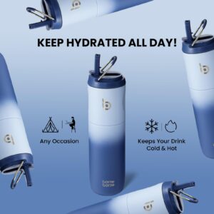 BOTTLE BOTTLE Insulated Water Bottle 24oz with Straw Lid and Handle for Sports Travel Gym Stainless Steel Water Bottles Double-Wall Vacuum Metal Thermos Bottles Leak Proof BPA-Free (blue gradient)