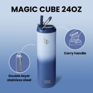 BOTTLE BOTTLE Insulated Water Bottle 24oz with Straw Lid and Handle for Sports Travel Gym Stainless Steel Water Bottles Double-Wall Vacuum Metal Thermos Bottles Leak Proof BPA-Free (blue gradient)