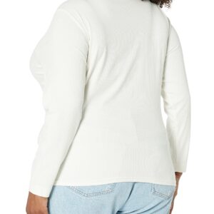 Amazon Essentials Women's Slim-Fit Layering Long Sleeve Knit Rib Crew Neck (Available in Plus Size), Pack of 2, Black/Off-white, X-Large