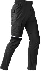 mens hiking convertible pants waterproof lightweight quick dry zip off fishing travel safari outdoor cargo work trekking trousers black 36