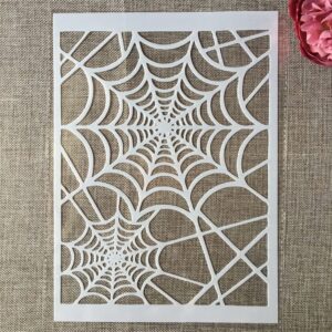 tiamech a4 spider web net stencils for painting on wood reusable halloween layering stencil diy scrapbook coloring decorative size 8.3 x 11.7inch templates