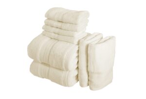 bennett & shea home 8-piece luxury bath towel set, odor resistant, premium towels for bathroom, highly absorbent and quick dry bath towels, extra soft towel set, gardenia