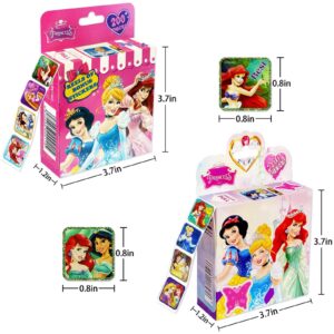 2 Pack Princess Stickers, Kids Stickerin 20 Designs, 400 Pcs Self Adhesive Label Roll Stickers Laptop, Water Bottle, Phone, Cute Animal Stickers for Kids Teens