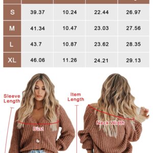 PRETTYGARDEN Solid Color Casual Womens Fall Fashion 2023 Open Front Short Chunky Cardigan Sweaters for Women Soft Outwear (Coffee,Small)