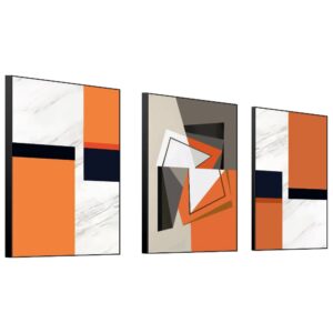 Wall Art, Framed Wall Art,Modern Abstract Canvas Wall Art 3 Piece Set Of Painted Prints, Boho Style For Living Room Bathroom Kitchen Office Wall Decor,Canvas Artwork (white, 16" X 24" X 3 pieces)