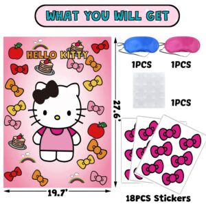 Hello Kitty Party Supplies Decorations, Pin The Bow on HelloKitty, Birthday Party Pin Game, Large Poster for Hello Kitty Birthday Party Supplies