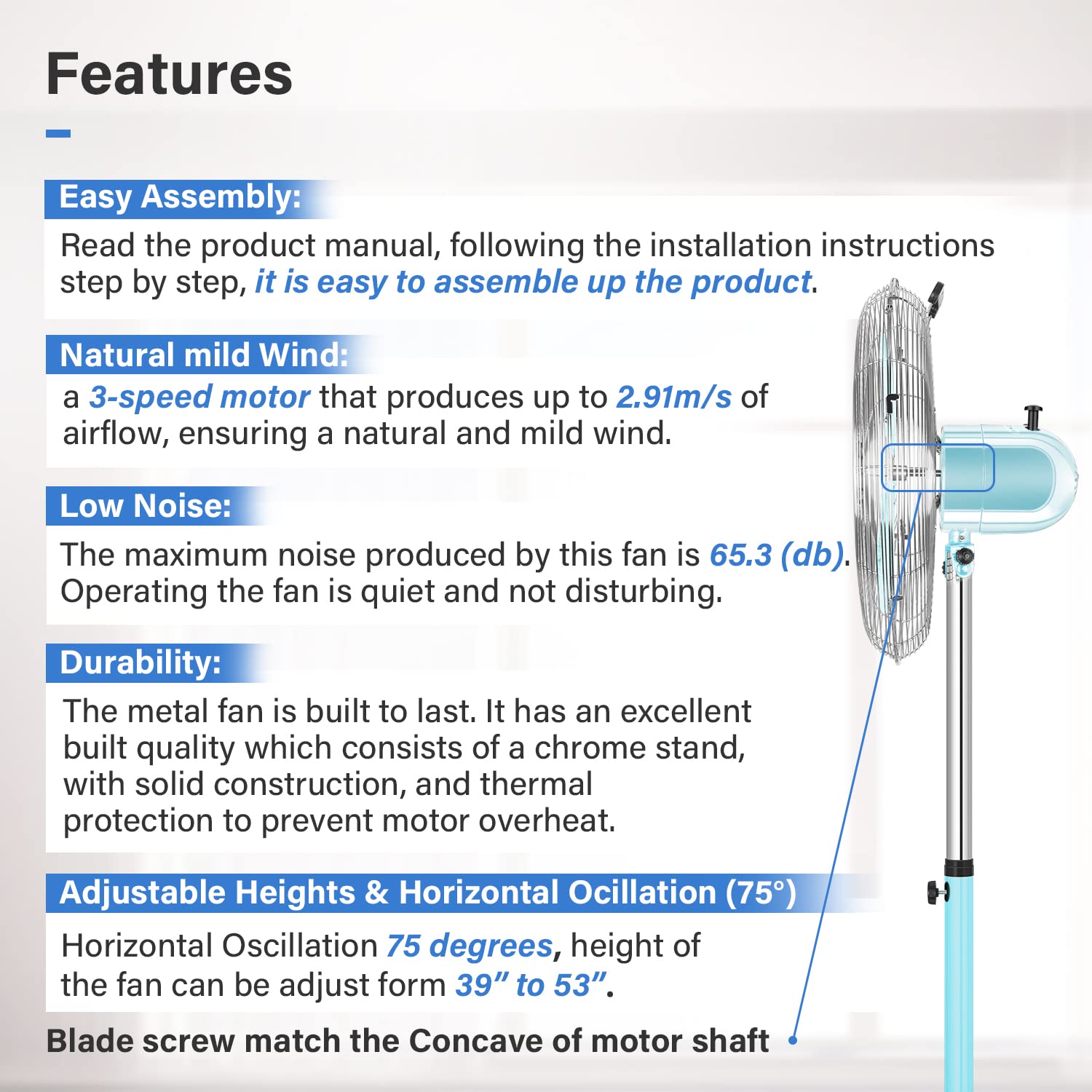 InfiniPower 16 Inch High Velocity Stand Fan, Adjustable Heights, 75°Oscillating, Quality Made Fan with 3 Settings Speeds, Heavy Duty Metal for Industrial, Commercial, Residential, Color: Green