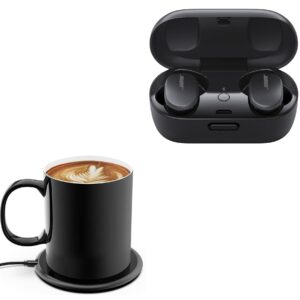 boxwave charger compatible with bose quietcomfort earbuds (charger by boxwave) - hottiemug with wireless powerdisc charger (15w), qi wireless 15w mug warmer coffee desktop charger - jet black