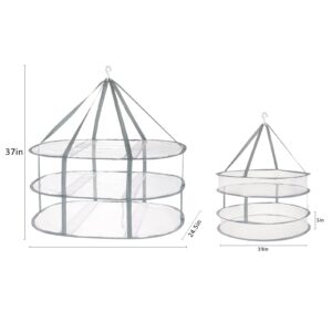 AUTODECO 2 Pack 2-Tier & 3-Tier Folding Mesh Clothes Hanging Dryer, Sweater Drying Rack, Large Laundry Drying Rack, Lay fold Flat Dry Hanger, Mesh Clothes Hanging Dryer - M(2Tier)+XL(3Tier)